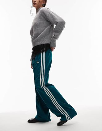 adidas Originals Firebird - Pantalon de surv&ecirc;tement ample - Vert/blanc