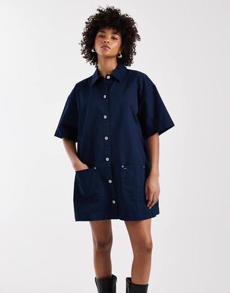 Tommy Jeans Robe courte style workwear - Bleu marine