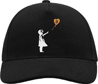Generic Banksy Street Art Bitcoin Girl with A Balloon Casquette Unisexe Confortable de Camionneur de Baseball en Coton bross&eacute; avec Boucle Noir