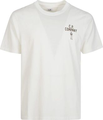 C.P. Company C.p. Company, Homme, Tops, Blanc, Taille: L T-shirt Marin Anglais C.p. Company