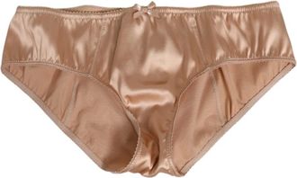 Dolce & Gabbana Femme, Sous-v&ecirc;tements, Beige, Taille: 38 FR Culotte en satin de soie et dentelle florale