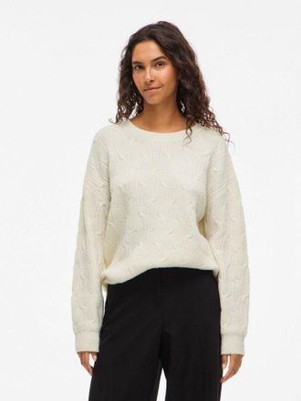 Vila Strickpullover VILASSIA O-NECK L/S CABEL KNIT TOP -NOOS