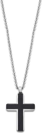 Lotus Halskette für Herren aus Edelstahl in der Farbe Silber und Schwarz, Durchmesser: 50 cm, LS1986-1/1