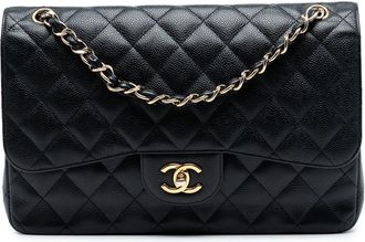Chanel Hobo Bags - Jumbo Classic Caviar Double Flap - Gr. unisize - in Schwarz - f&uuml;r Damen