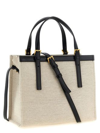 Versace Medusa Cameo Canvas Shoulder Bag - Beige