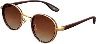 Generic Lunettes de soleil rondes avec protection UV pour homme et femme, idéales pour la conduite, la pêche, lextérieur, marron