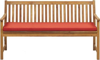 Beliani Gartenbank FSC Akazienholz hellbraun 160 cm mit Auflage dunkelrot Vivara