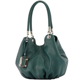 modamoda.de 228 Damen Leder Schultertasche Hobo bag handmade in Italy, Farbe:Petrol