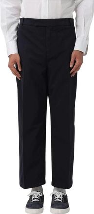 Thom Browne Homme, Pantalons, Bleu, Taille: L Relaxed Fit Cropped Pantalons