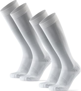 Danish Endurance 2 Paar Kompressionsstr&uuml;mpfe, Sport Kompressionssocken, 21-26 mmHg, Unisex, f&uuml;r Herren & Damen, Wei&szlig;, 43-47