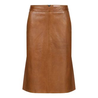 Iceberg Femme, Jupes, Brun, Taille: 36 FR Jupe Midi en Cuir avec Volant