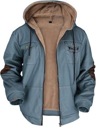 Generic Vestes dhiver pour homme - Veste polaire chaude - Manteau en coton avec capuche - Veste de transition - Veste cargo avec poches - Pour homme - Vintage