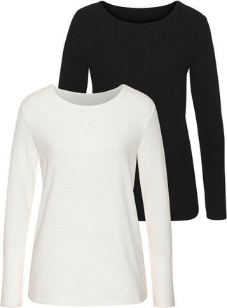 Vivance Langarmshirt mit modischer Rippstruktur (2er-Pack) aus weichfließender Qualität mit Viskose