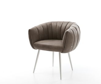 DELIFE Esszimmerstuhl Jada-Flex Mikrofaser Taupe Vintage 4-Fu&szlig; konisch Edelstahl Taschenfederkern, Esszimmerst&uuml;hle