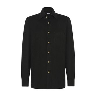 Kiton Nerano Hahnentritt Flanellhemd - - Shirts - Herren - Schwarzk - L