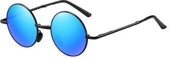 Generic Lunettes De Soleil Pliables &Agrave; Monture Ronde En M&eacute;tal, For Hommes Et Femmes, Style Tendance.(Blue)