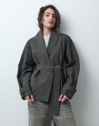 Arket veste portefeuille &agrave; col ch&acirc;le en kaki-Vert
