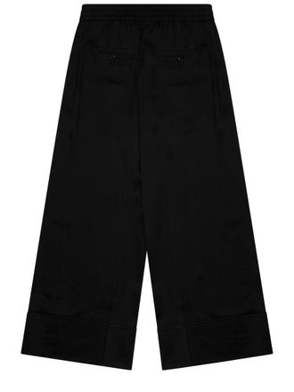 Toteme Wide-Leg Satin Drawstring Trousers - Black