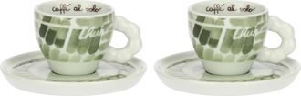 Thun Set aus 2 Espressotassen und Zuckerdose aus Porzellan, Linie Umarmung, Sammlerstück für Küche, Tasse 85 ml, Ø 6,70 cm, Höhe 5,2 cm, Untertasse Ø 12 cm