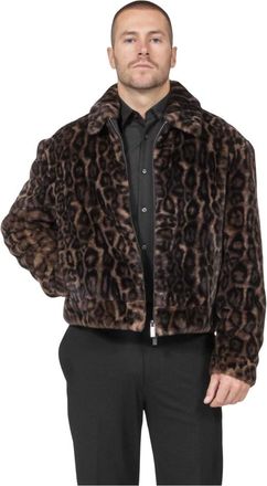 Emporio Armani Homme, Vestes, Brun, Taille: XL Blouson en fausse fourrure à imprimé animal