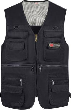 Generic Gilet léger pour homme - Gilet de sport dété - Gilet de travail en plein air - Doublé - Sans manches - En coton - Gilet de loisirs - Sans capuche - Re