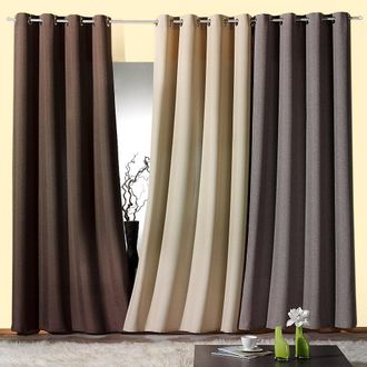 Heimtexland Gardine Ösenschal in Leinen Optik matt meliert HxB 245x140 cm Vorhang in Schoko braun - weichfliesende Qualität...auspacken, aufhängen, fertig! Typ231