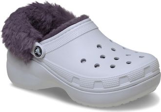 Crocs Classic Platform Fuzz Lined Clog 39-40 EU Frosted Grape
