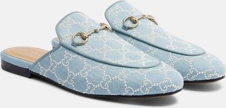 Gucci Mules Princetown GG &agrave; ornements de perles fantaisie