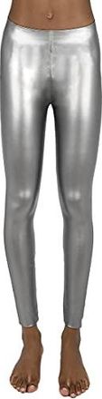 JOPHY & CO. Legging Femme bi-élastique en Simili Cuir, Couleurs Mates (cod. 9806), Argent, XL