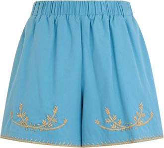 Red Valentino Femme, Shorts, Bleu, Taille: 36 FR Short pliss&eacute; taille haute