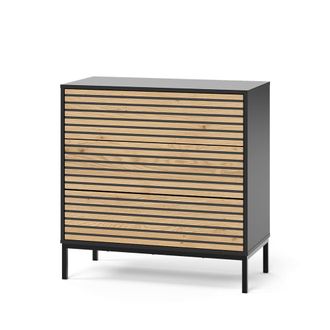 Vicco Kommode Eliza, Schwarz/Eiche, 80 x 81.2 cm 2 Schubladen