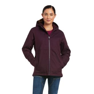 Ariat Womens Rebar DuraCanvas Insulated Jacket Long Sleeve in Plum Perfect Cotton, Size X-Small, by Ariat