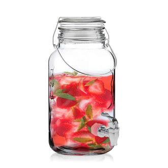 Oramics Getr&auml;nkespender aus Glas mit Zapfhahn 4 Liter f&uuml;r Warmgetr&auml;nke und Kalkgetr&auml;nke mit Metallb&uuml;gelverschluss im Retro Einmachglas Design f&uuml;r Bowle Cockta