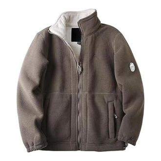 Generic Veste polaire double couche pour homme, fermeture &eacute;clair int&eacute;grale, manteau d&eacute;contract&eacute; en polaire &eacute;paisse, veste dhiver ultra chaude avec poches, kak