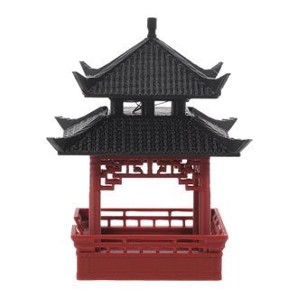 Cabilock Miniatur Pavillon Ornament aus Kunststoff Asiatische Zen Gartenfigur Bonsai Dekoration f&uuml;r Feengarten und Aquarium Stabile Kleiner Pagodenstatue f&uuml;r J