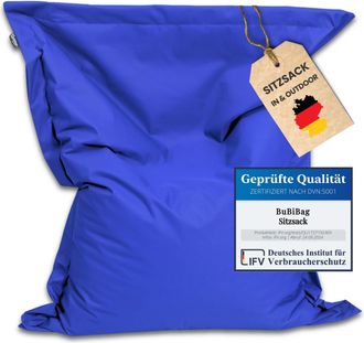 BuBiBag Riesen Sitzsack XXL mit Füllung, Outdoor Sitzsäcke für Kinder und Erwachsene, Beanbag mit waschbarem Bezug & wetterfest (Blau 190x145cm)