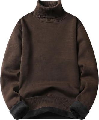Generic Veste en peluche confortable pour homme à col roulé et polaire épaisse et chaude pour homme pour la vie quotidienne, cadeau de Noël, café, XXL