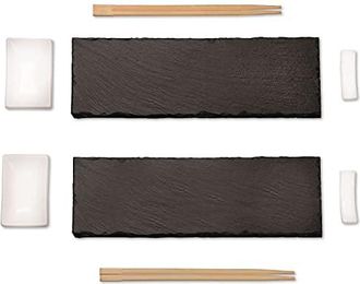 KESPER | Sushi Set, 8 teilig - für 2 Personen, Material: Schiefer, Maße der Platte: 30 x 10 cm | 38142