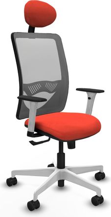 Piqueras y Crespo B&uuml;rostuhl Zulema Orange mit wei&szlig;en und schwarzen Armlehnen, h&ouml;henverstellbare Lendenwirbelst&uuml;tze und festes Kopfteil, ausgestattet mit 3 Positionen, G