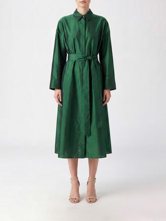 Max Mara Robe chemise midi en m&eacute;lange de soie avec ceinture &agrave; nouer