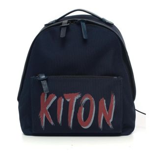 Kiton Maxi Logo Leder Cordura Rucksack - - Bags - Herren - Blau - ONE SIZE