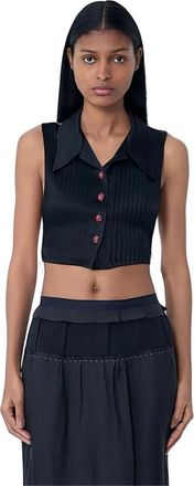 Maison Margiela Femme, Blouses et Chemises, Noir, Taille: 38 FR Haut Sans Manches Boutonn&eacute;