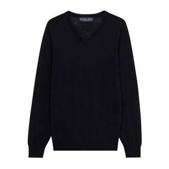 Brooks Brothers Merino-Wollpullover mit V-Ausschnitt - - Knitwear - Herren - Blau - M