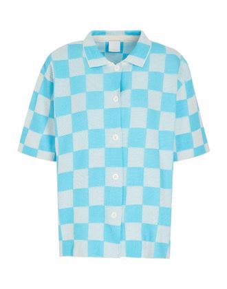 8 by YOOX ORGANIC COTTON CHECKERBOARD CROCHET SHIRT