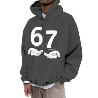 Generic Sweat &agrave; capuche 6 7 mains imprim&eacute; - Pull &agrave; capuche amusant &agrave; manches longues pour lautomne | pour les vacances quotidiennes, gris fonc&eacute;, 3XL