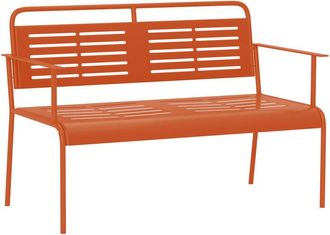 OUTSUNNY Banc de jardin 2 places design r&eacute;tro acier assise dossier ajour&eacute;s dim. 121 x 64 x 84 cm terre battue