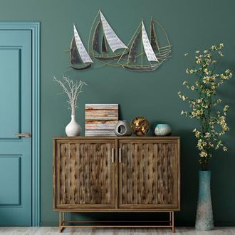 Hanah Home Hand-Painted Decorative Metal Wall Accessory, 125 x 74 x 8 cm | 100% Metal, Unique Color Variations | Perfect for Home Decor & Art Lovers