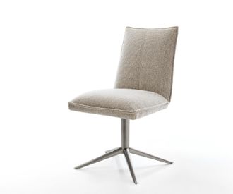DELIFE Drehstuhl Lelio-Flex Webstoff Soft Beige Fu&szlig;kreuz Graphit 360&deg; drehbar Wippfunktion Taschenfederkern, Esszimmerst&uuml;hle