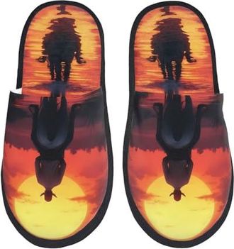 Generic Sunset River Western Cowboy Unisexe Pantoufles Antid&eacute;rapantes Chaussures De Maison Confortable Chaussons Pour Hiver Maison Automne L