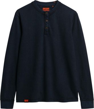 Superdry Herren Strukturiertes Vintage Grandad-Oberteil Finster Marineblau XXL